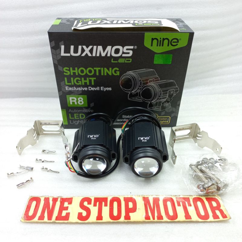 Jual LUXIMOS LUMINOS NINE LED R8 SHOOTING LIGHT DEVIL EYE MERAH/BIRU ...