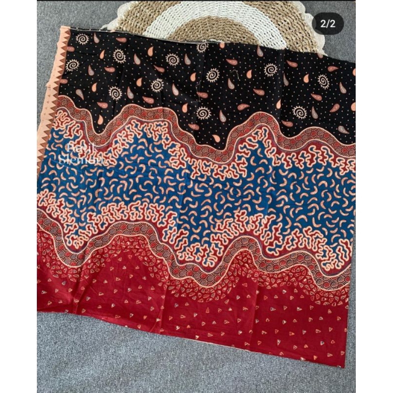 Jual Kain Batik Abstrak 2.4m Warna Merah Biru Hitam Bulan Abstrak ...