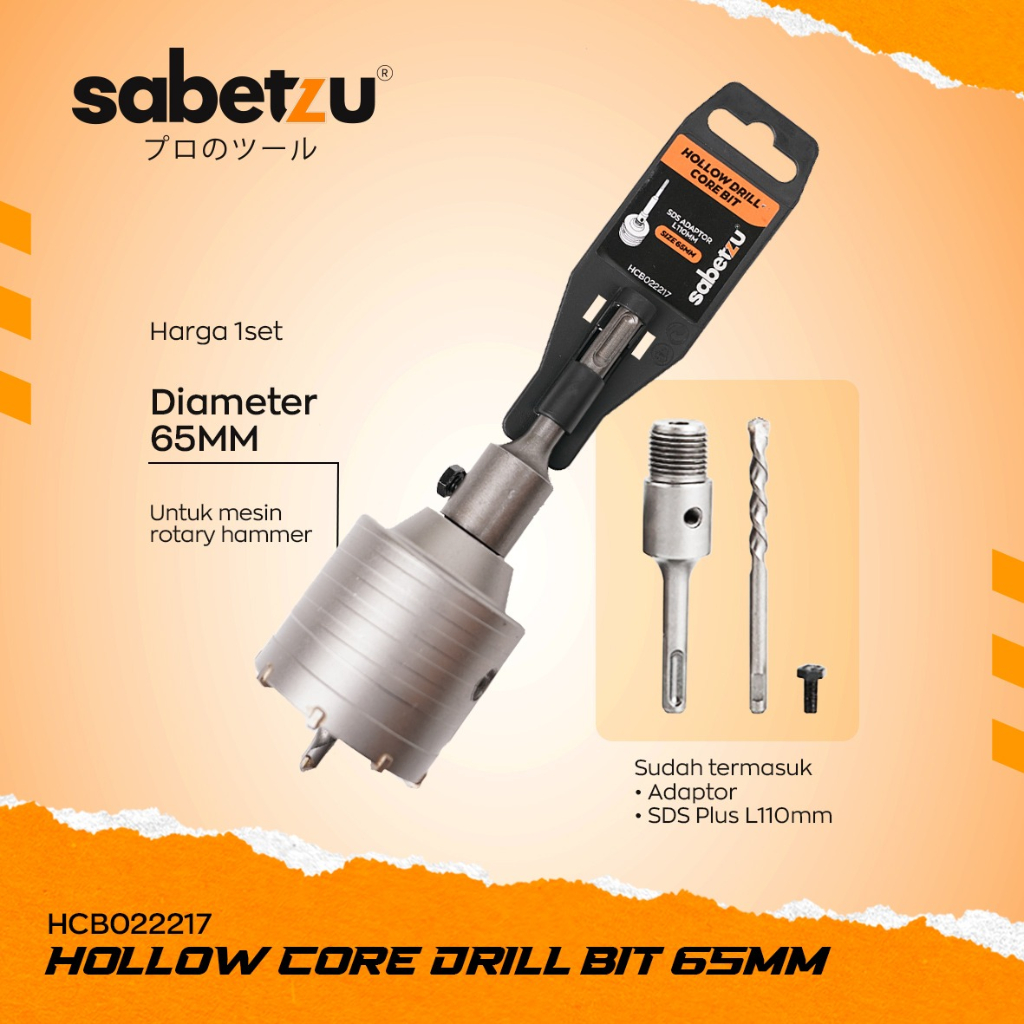 Jual SABETZU Hollow Core Drill Bit 65mm Connecting Sds Plus L110mm Mata ...