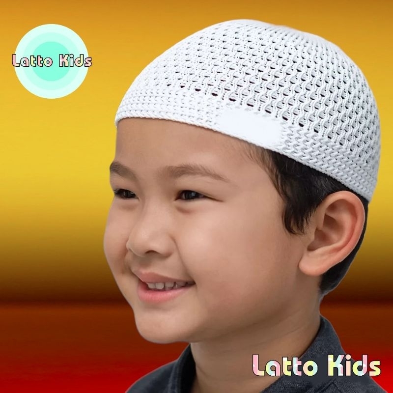 Jual Latto Kids Peci Rajut Anak Elastis Putih | Shopee Indonesia