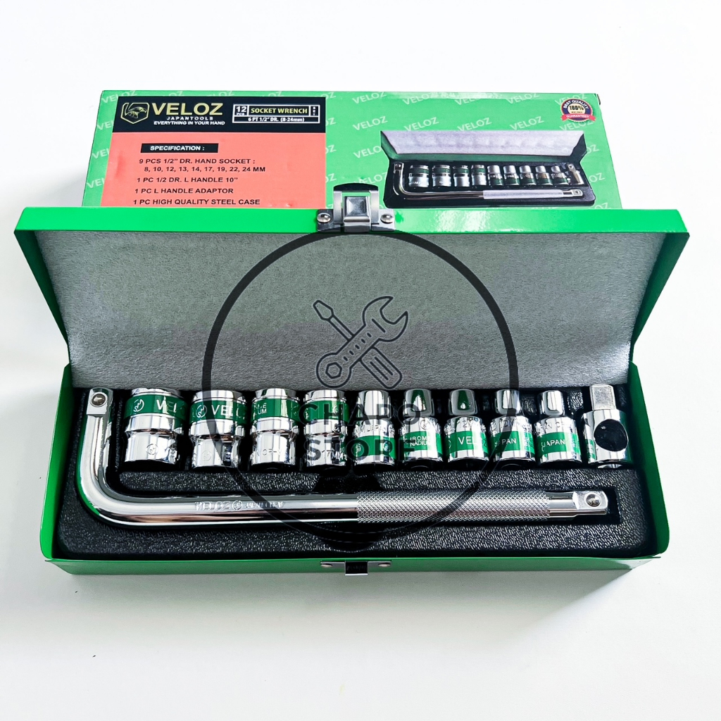 Jual Veloz kunci sok sock shock socket set 12pcs hand socket set Veloz ...