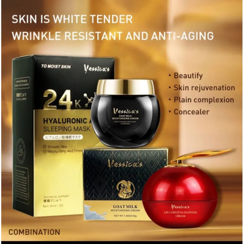 Jual Yessica's Moisturizer + Cystal Glowing Cream + Sleeping Mask ...