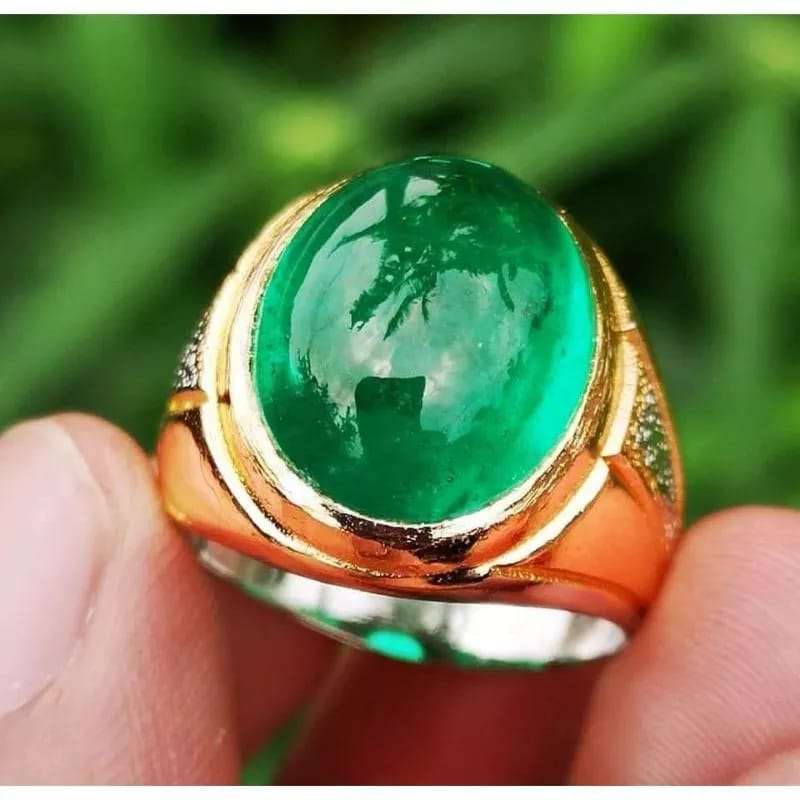 Jual Cincin Pria Batu Cincin Emerald Jamrud Colombia Asli Super crystal ...
