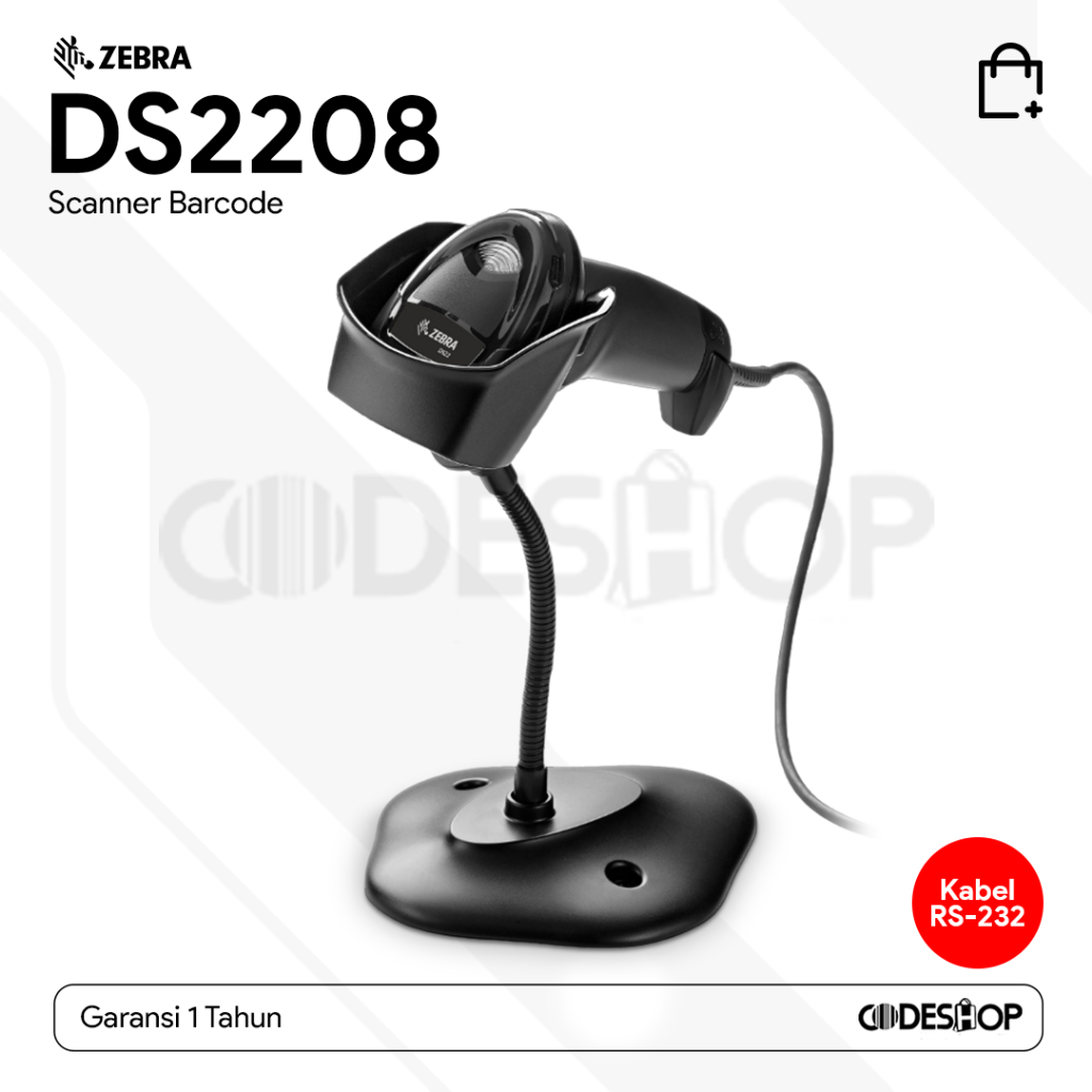 Jual Zebra Scanner Barcode DS2208 1D & 2D Scan QR Code Kabel Serial ...