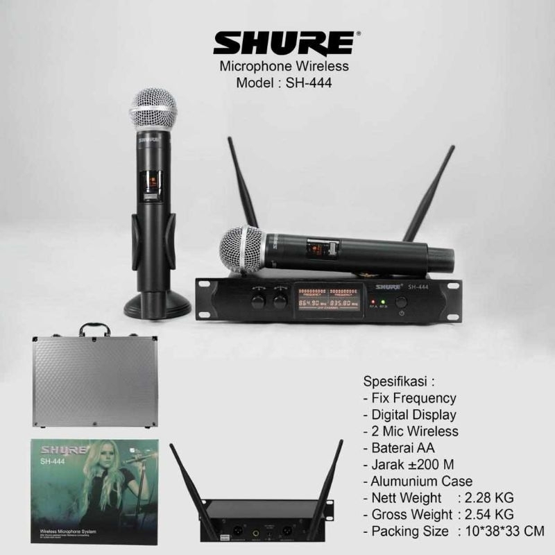 Jual MIC WIRELESS SHURE SH-444 FREE HARDCASE | Shopee Indonesia