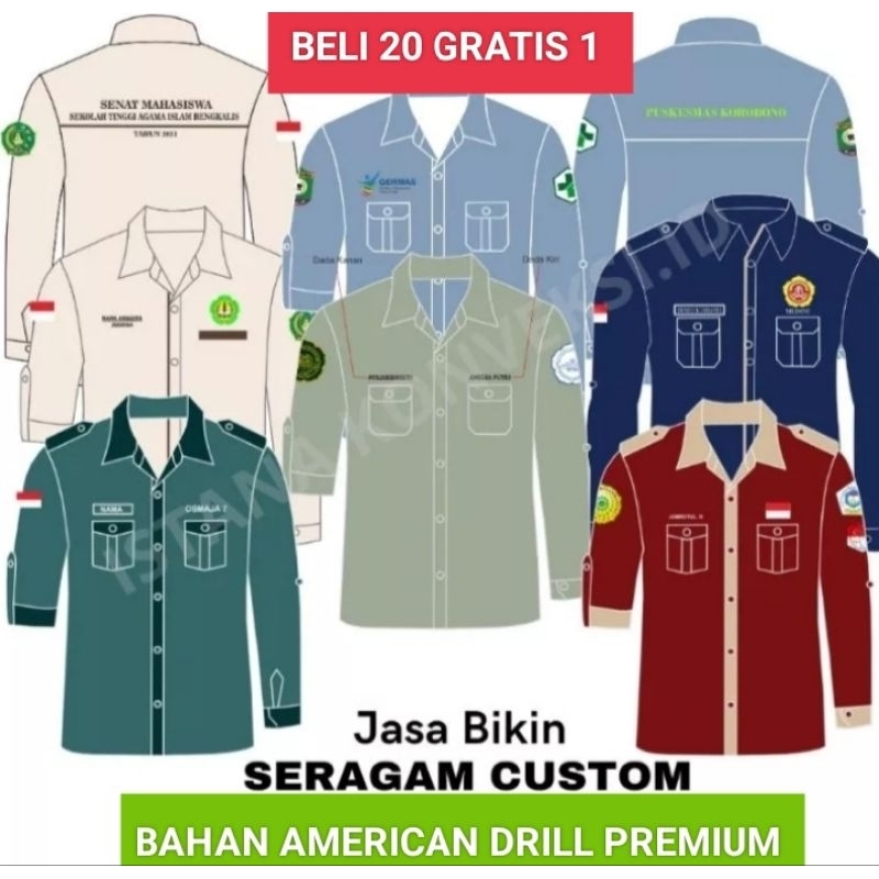 Jual kemeja custom pdh kemeja tactical lengan panjang/kemeja custom ...