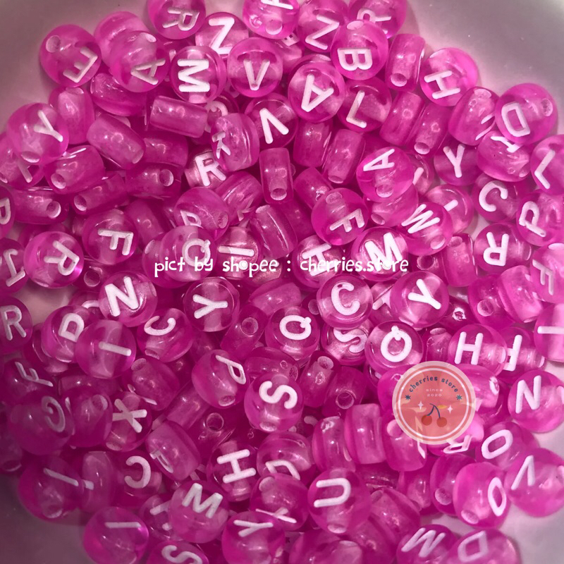 Jual Manik huruf pink / merah muda transparan | Shopee Indonesia