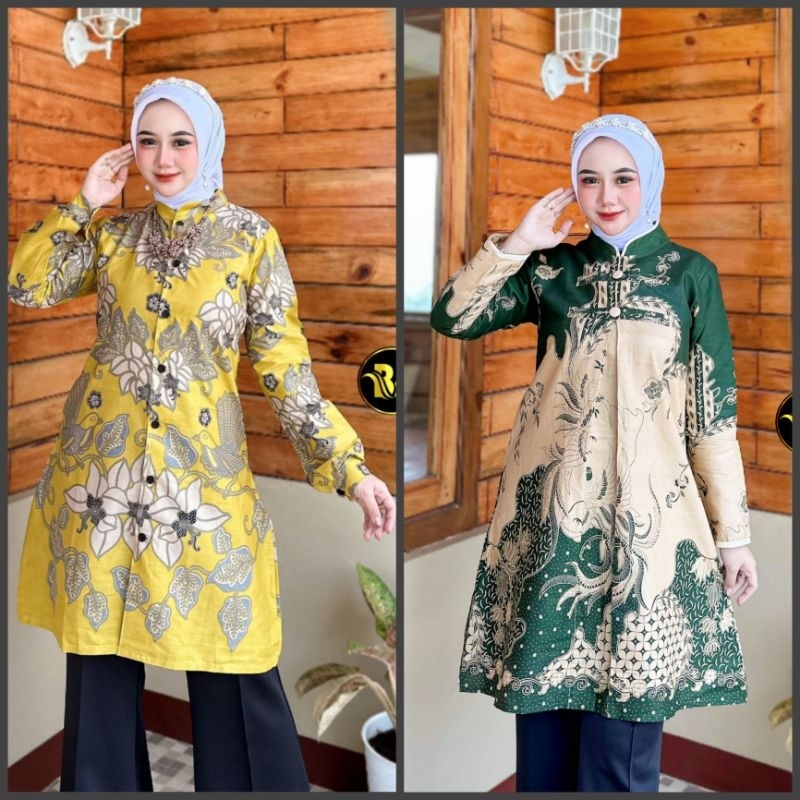 Jual Tunik Batik Wanita Modern Atasan Batik Wanita Jumbo | Shopee Indonesia