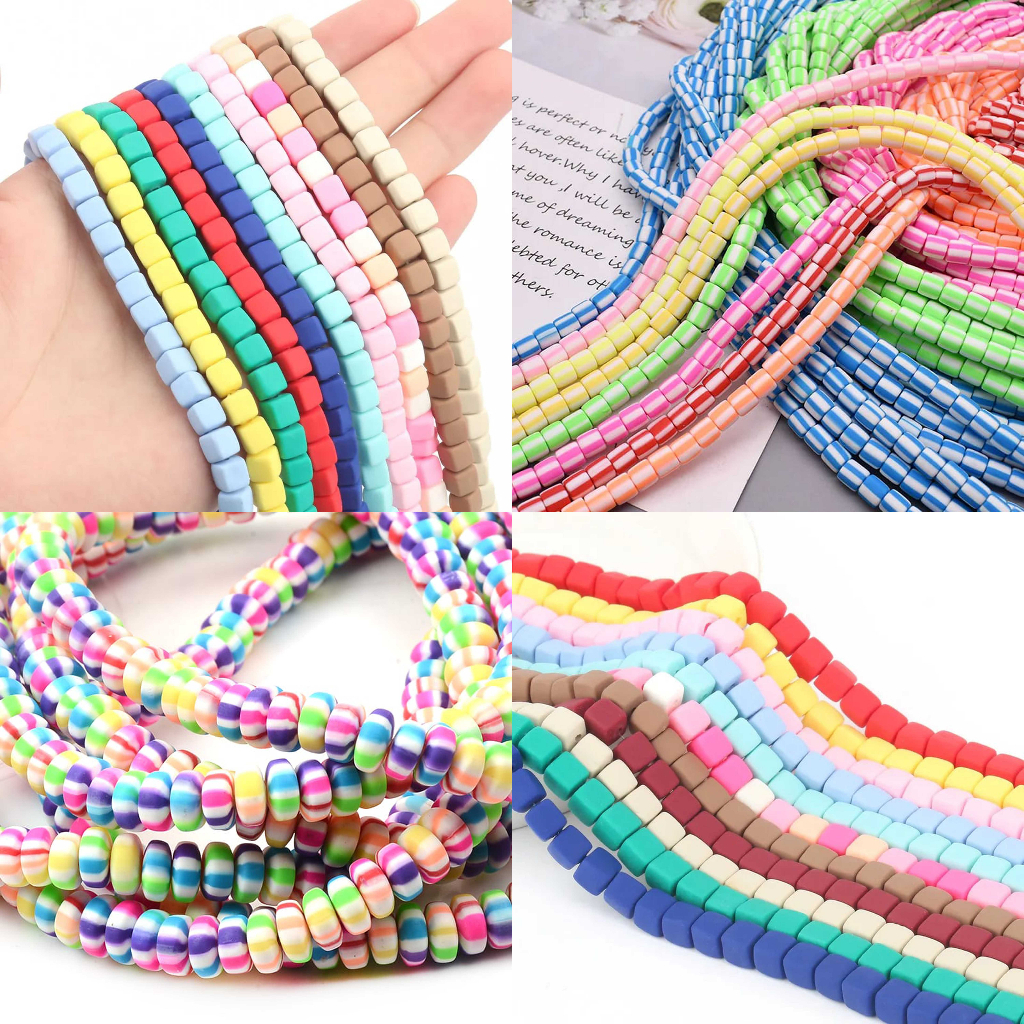 Jual Bahan Manik-Manik Clay Polimer Bentuk (Kotak, Tabung & Bulat Flat ...