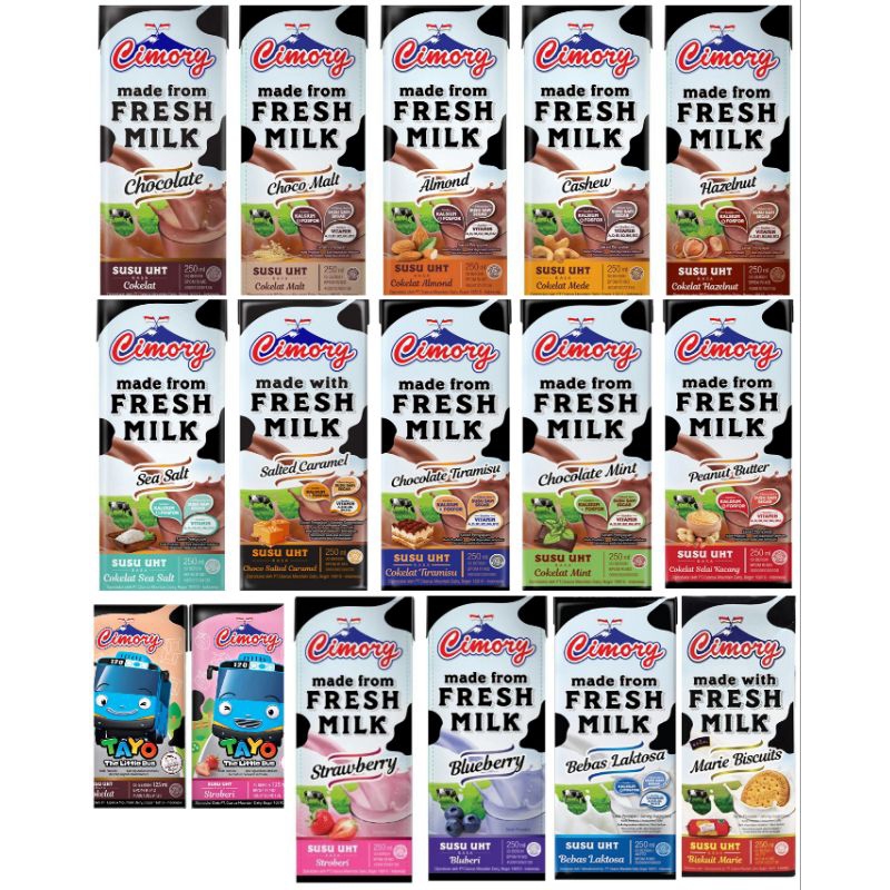 Jual CIMORY UHT Fresh Milk 14 rasa baru choco mint peanut butter ...