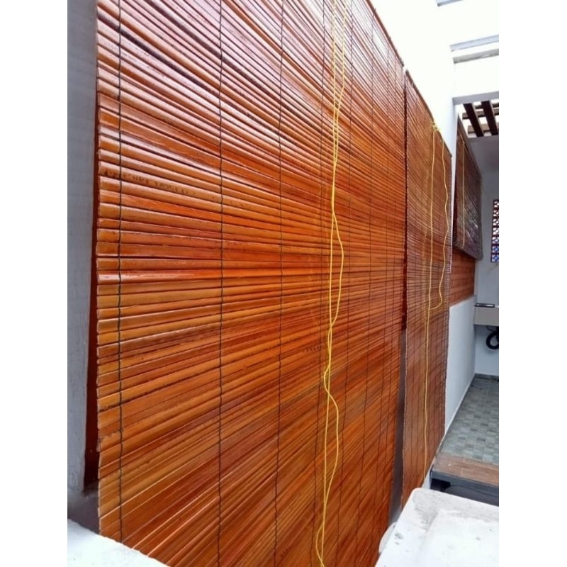 Jual Tirai bambu krey plitur outdoor ukuran 2x2,lengkap dgn tali penggulung | Shopee Indonesia