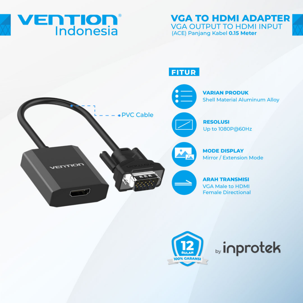 Jual Vention VGA to HDMI Adapter Converter VGA Output to HDMI Input ...