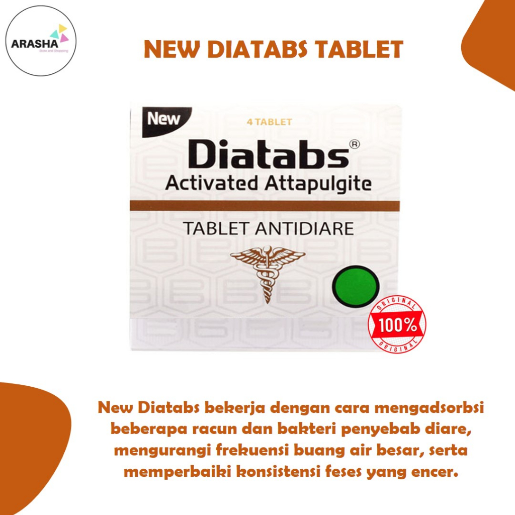Jual NEW DIATABS TABLET Obat Diare/Mencret/Mengurangi Frekuensi Buang Air Besar [Perstrip ...