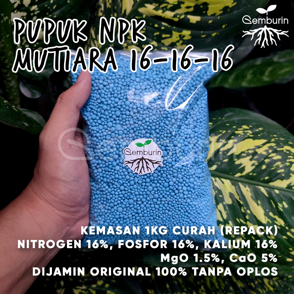 Jual Pupuk NPK Mutiara 16-16-16 Biru 1 kg Kemasan REPACK / Asli ...