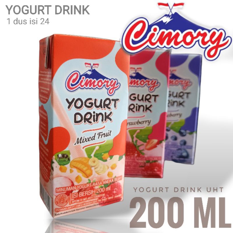 Jual Cimory yogurt uht 200ml strawberry blueberry khusus gosend | Shopee Indonesia