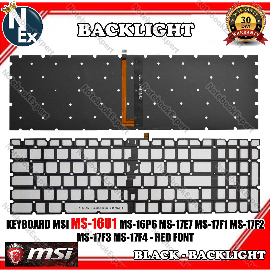 Jual KEYBOARD MSI MS-16U1 MS-16P6 RED FONT BACKLIGHT - BLACK | Shopee ...