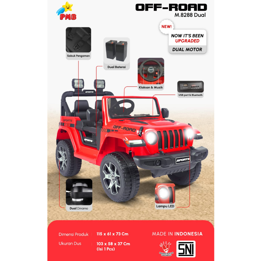 Jual KHUSUS INSTANT M 8288 MOBIL AKI Anak Jeep M8288 DUAL PMB | Shopee ...