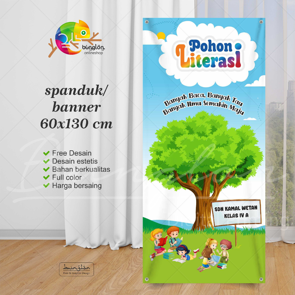Jual Size 60x130 Cm Spanduk Banner Pohon Literasi, Pohon Cita-cita ...