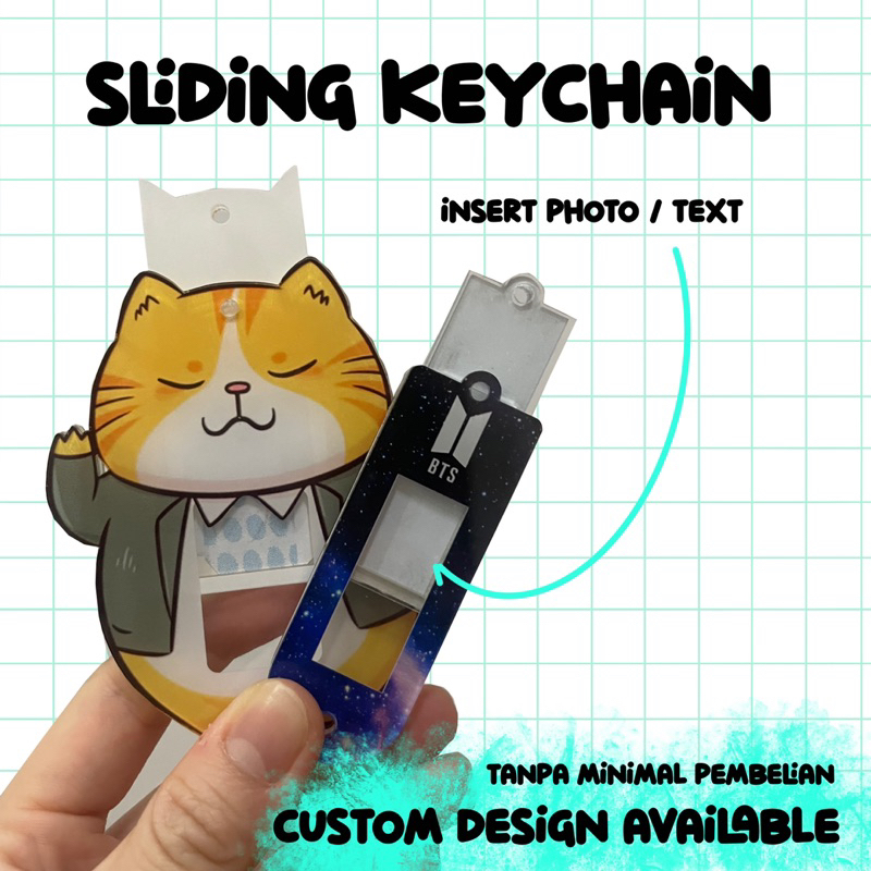 Jual sliding keychain custom design / bag tag keychain / gantungan ...