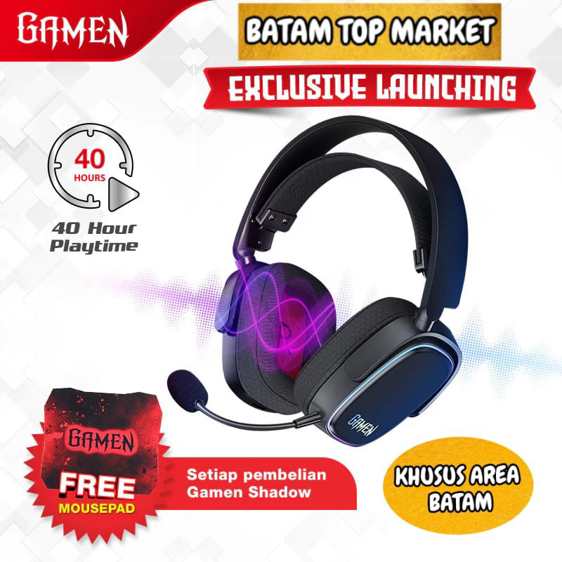 Jual GAMEN WIRELESS GAMING HEADSET SHADOW BLUETOOTH 5.1 1000mAh Battery ...