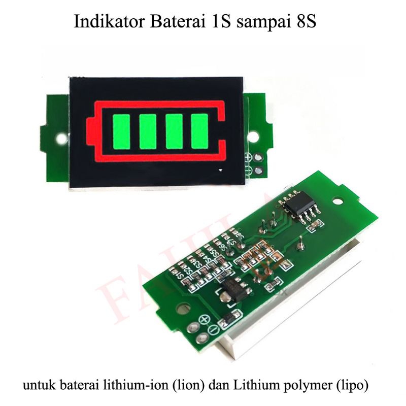 Jual Indikator Kapasitas Baterai 1S sampai 8S Led Indikator Baterai ...