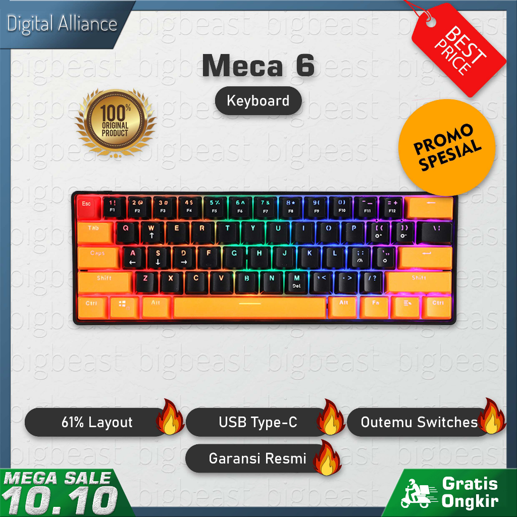 Jual Digital Alliance Keyboard Gaming Meca 6 Black Garansi Resmi | Shopee Indonesia