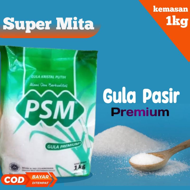 Jual Gula pasir 1kg ,gula pasir kemasan merk PSM ,gula premium | Shopee ...