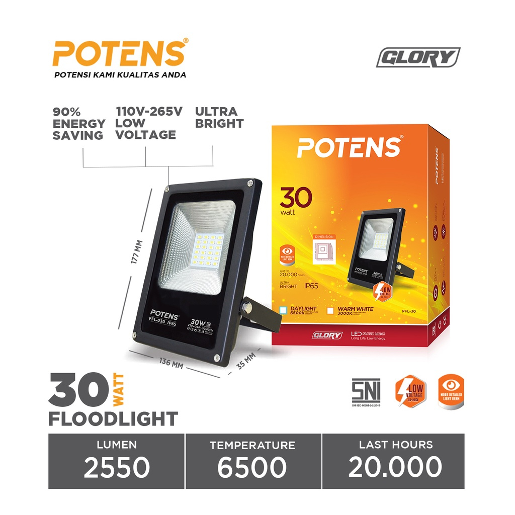 Jual Potens Lampu LED Flood Light 30w 20w 10w Lampu Sorot Warna Putih ...
