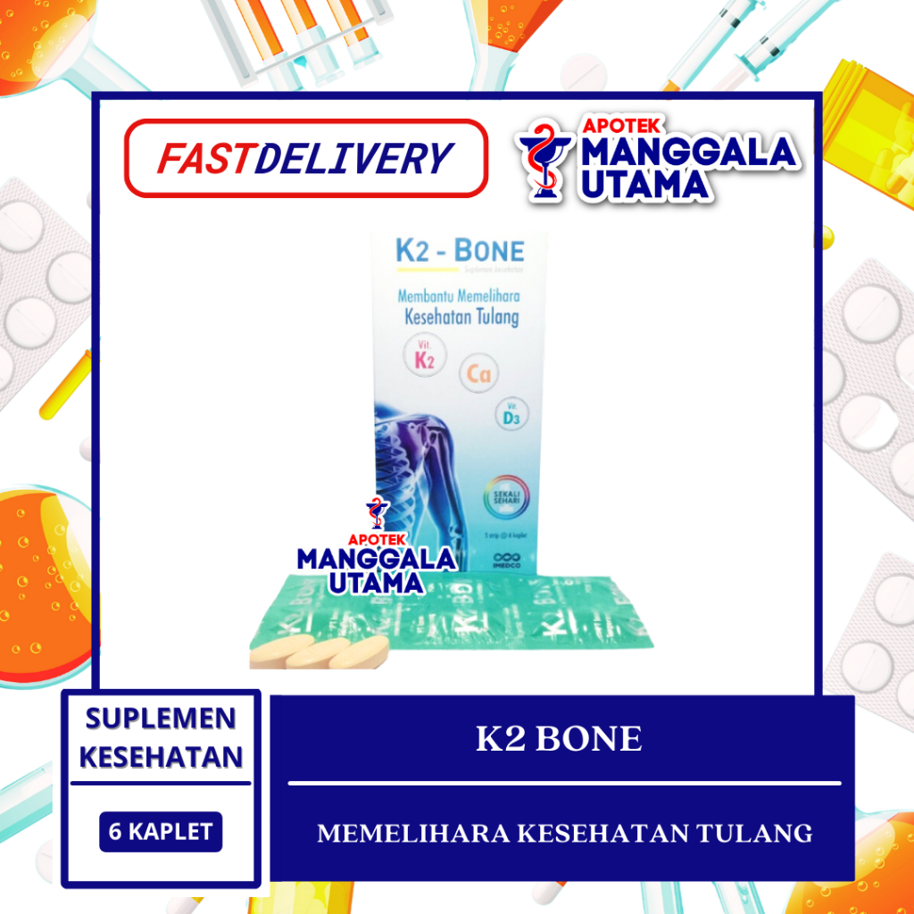 Jual K2 BONE SUPLEMEN KESEHATAN TULANG PER STRIP ISI 6 KAPLET | Shopee ...