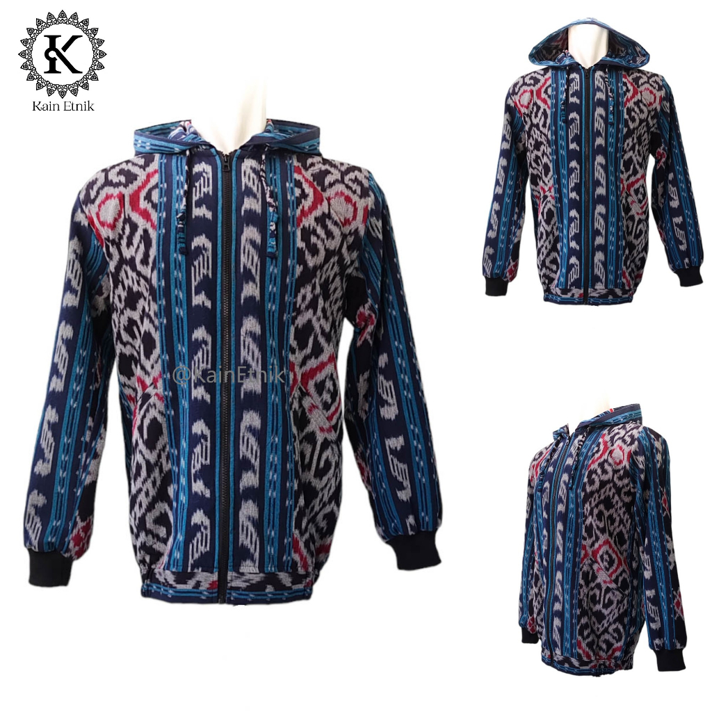 Jual Jaket Tenun Etnik / Jaket Hoodie Tenun - Kain Etnik | Shopee Indonesia