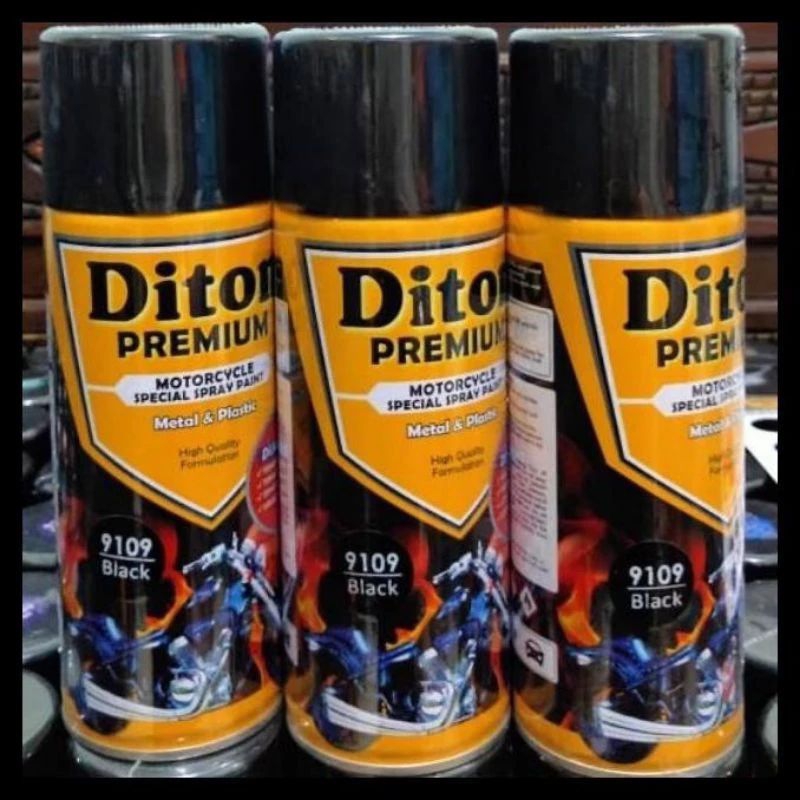 Jual DITON PREMIUM 9109 BLACK CAT SEMPROT SPRAY PAINT WARNA HITAM ...