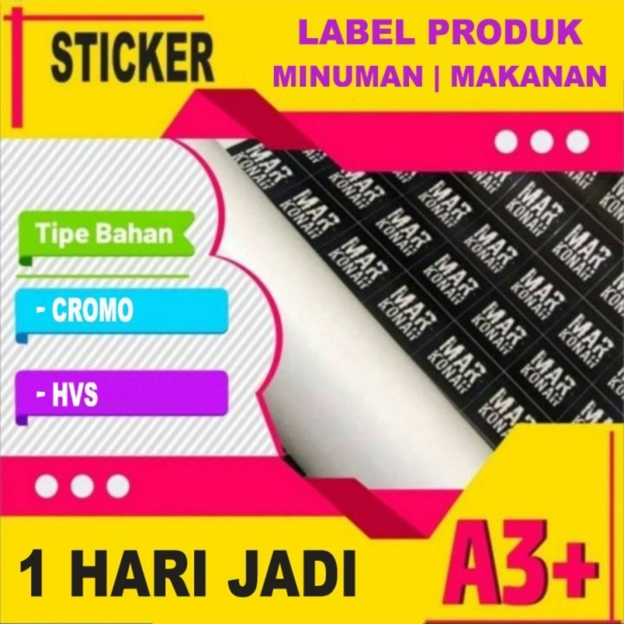 Jual Cetak + Cutting Stiker / Sticker Label A3 A3+ Cromo / HVS | Shopee ...