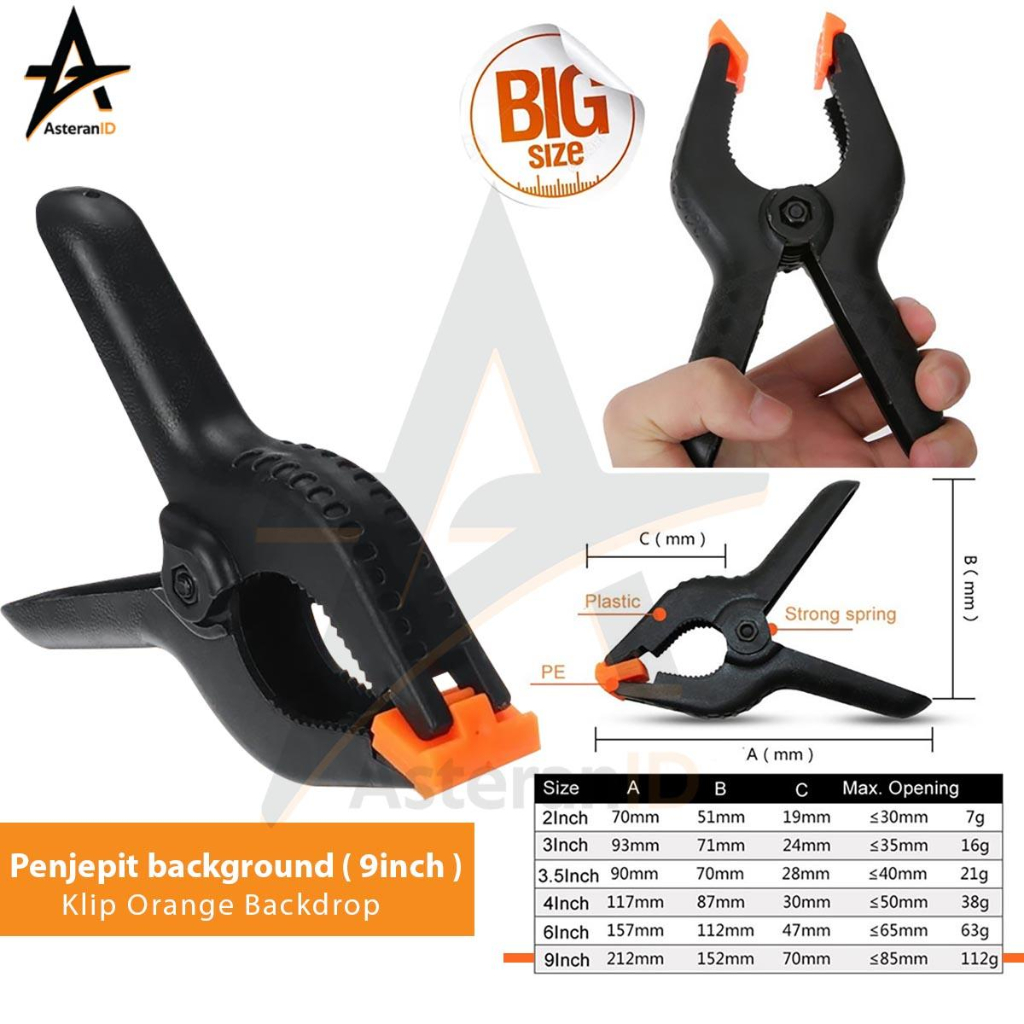 Jual Klip Orange Backdrop clamp Studio Fotografi penjepit background 9 ...