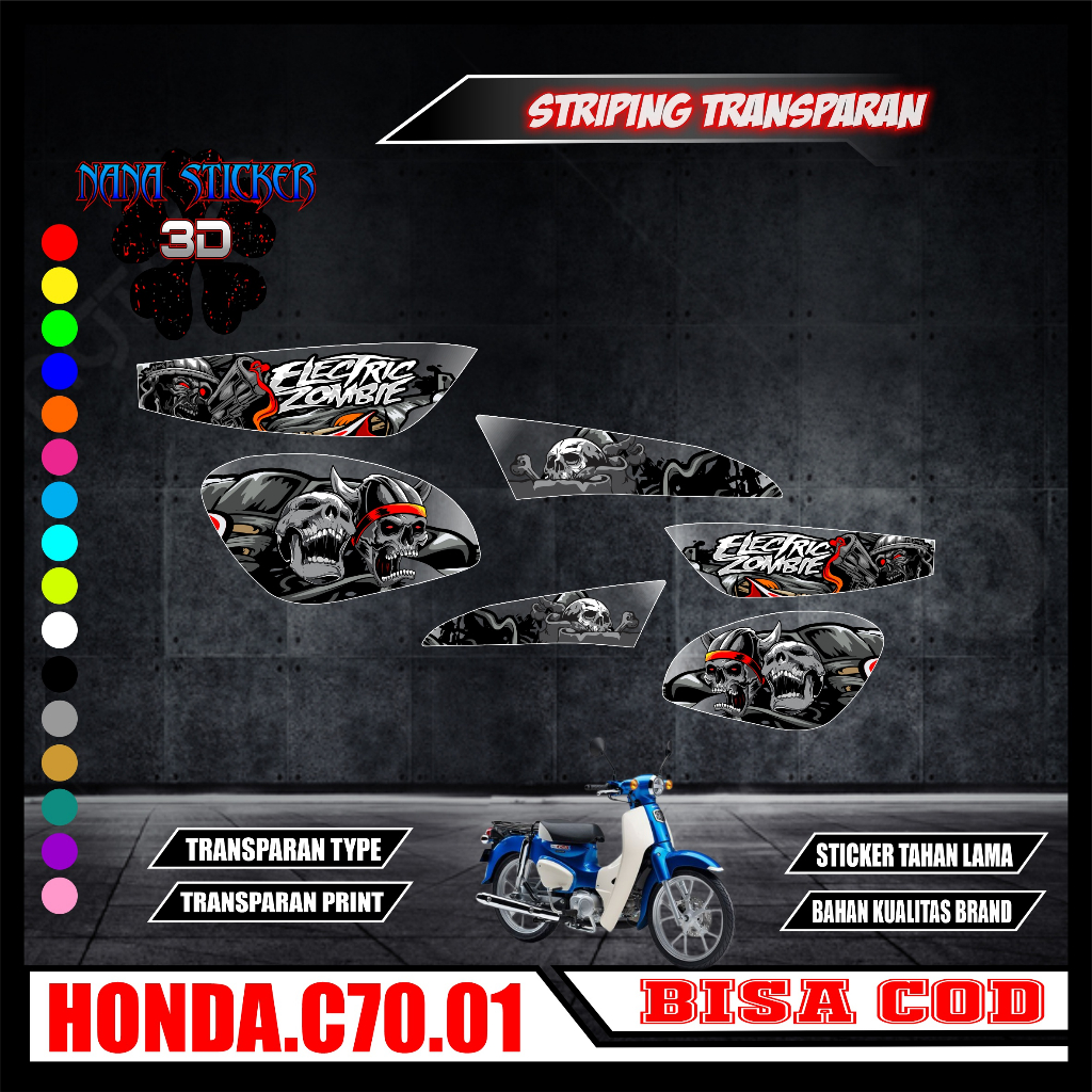 Jual Striping TRANSPARAN HONDA C70 Variasi Stiker Sticker list body ...