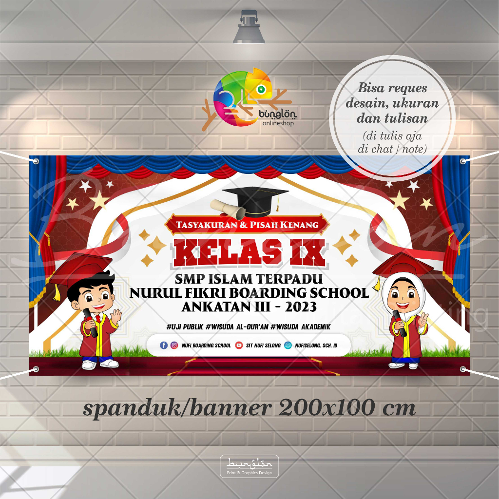 Jual Size 200x100 Cm Spanduk Banner Tasyakur Perpisahan Kelas | Shopee ...