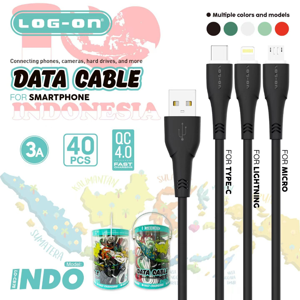 Jual LOG ON KABEL TYPE C 1M INDO LO-CB78/LO-CB28 3A (1PCS) FAST ...