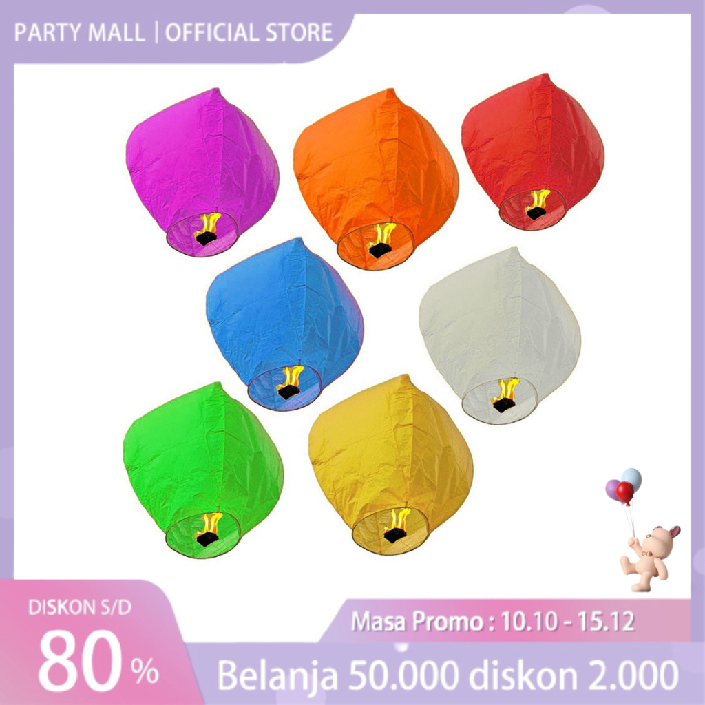 Jual Lampion Terbang /Flying Sky Lanterns / Lentera Terbang Warna Warni ...
