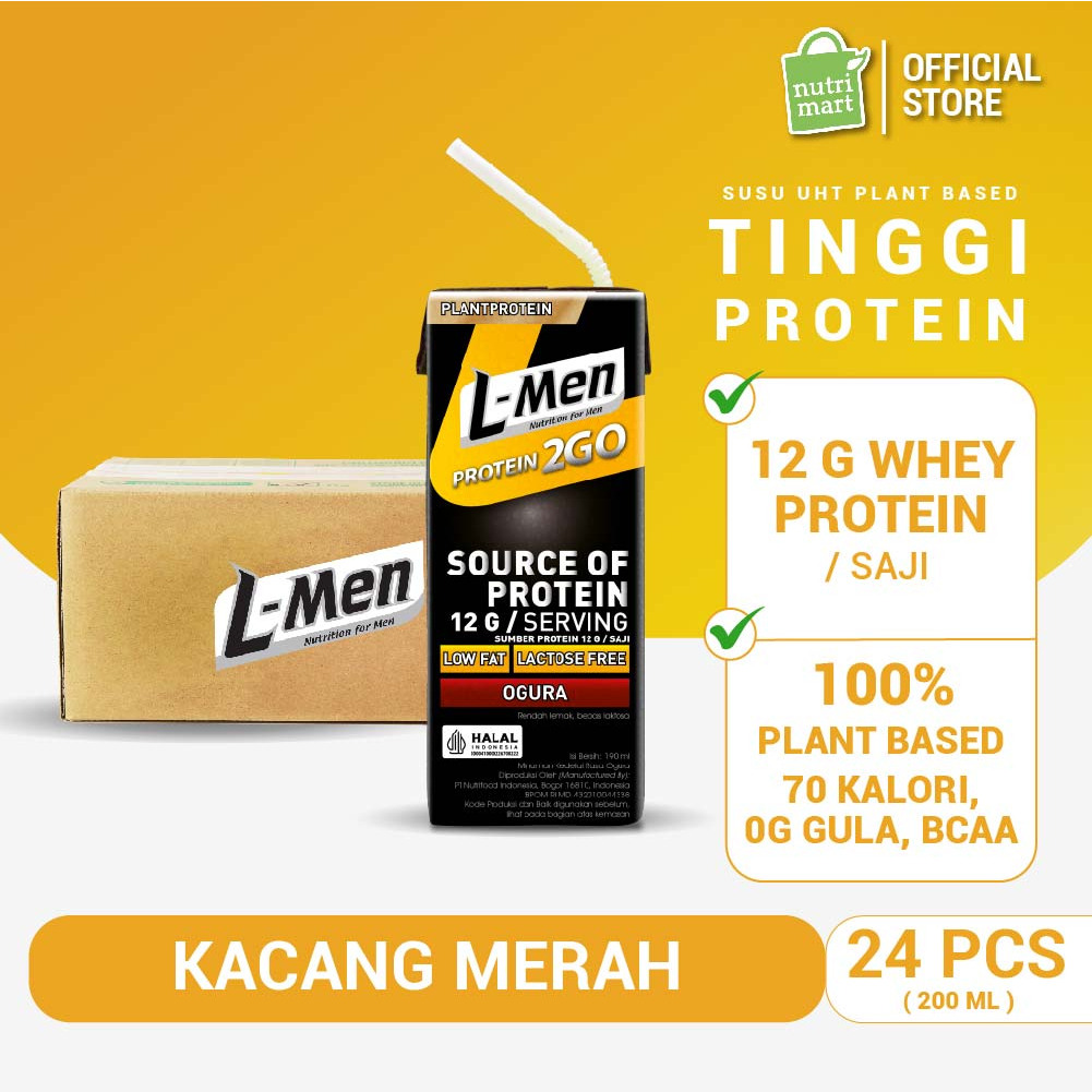 Jual L-Men UHT Plant Protein 2 GO Ogura - Kacang Merah 190ml (24 pcs) 12gr Protein & 1,6g BCAA ...