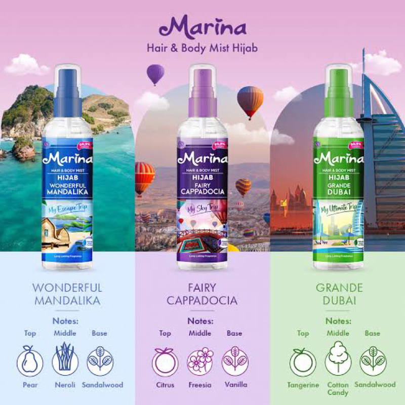 Jual Marina Hair & Body Mist Hijab Series 100ml | Shopee Indonesia