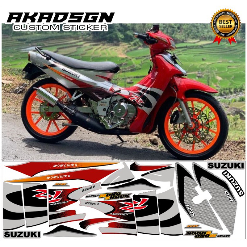 Jual sticker striping Suzuki Satria R 120 2002 merah putih lumba ...
