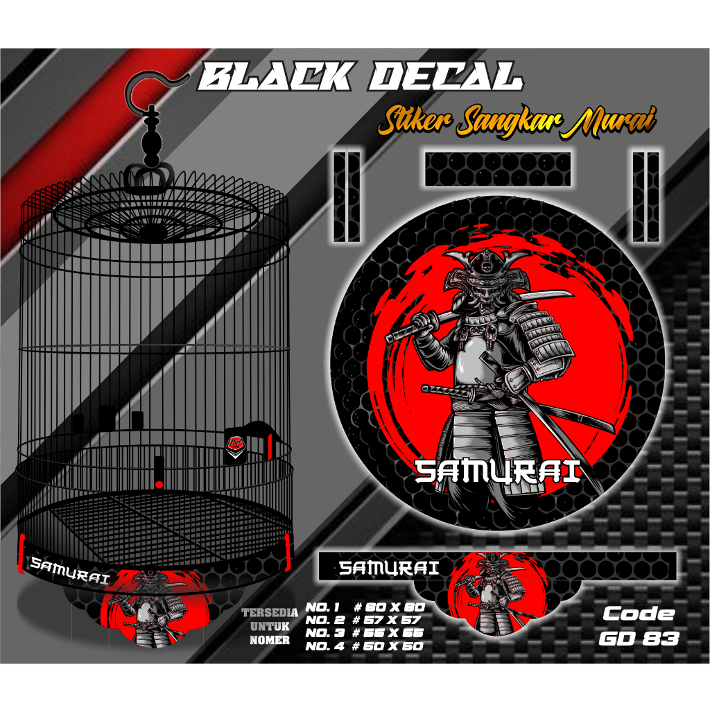 Jual Sticker Decal Tebok Sangkar Murai Motif Zirah Haramaki Samurai No ...
