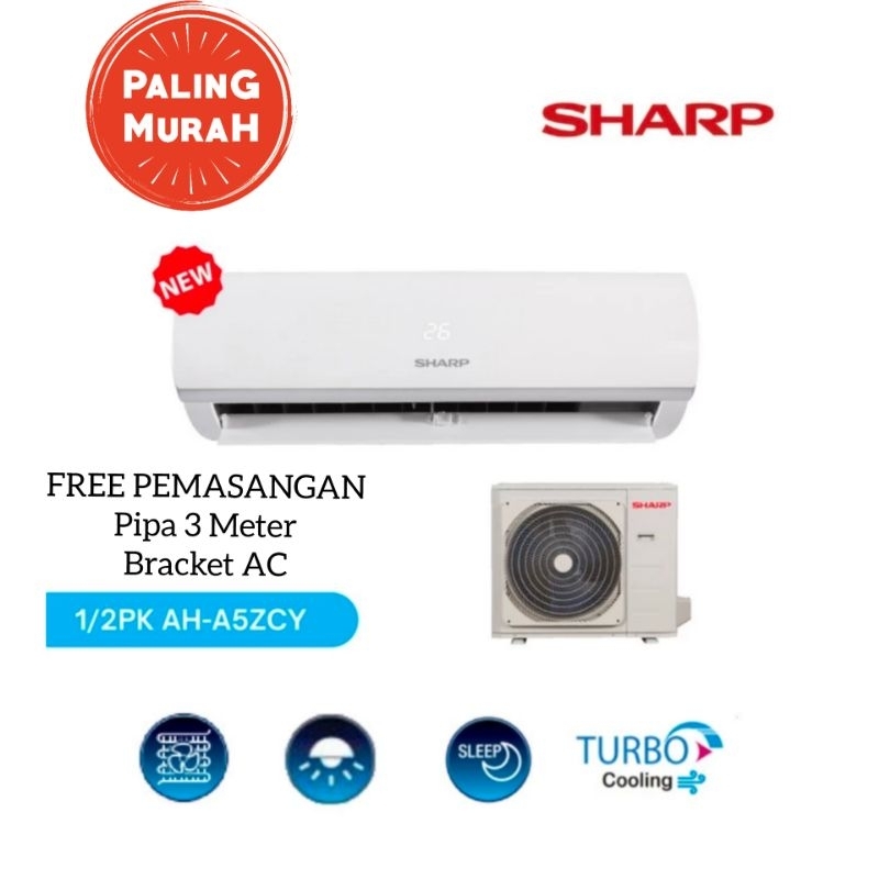 Jual AC SPLIT SHARP 1/2 PK STANDART + PEMASANGAN + PIPA BRACKET AC - AH ...