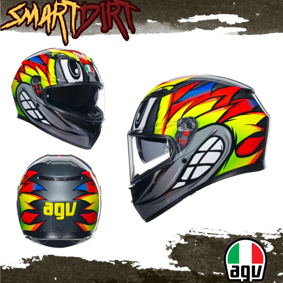 Jual Helm Motor AGV K3 Birdy Grey Yellow Red AGV Helmet K3 Birdy Grey ...