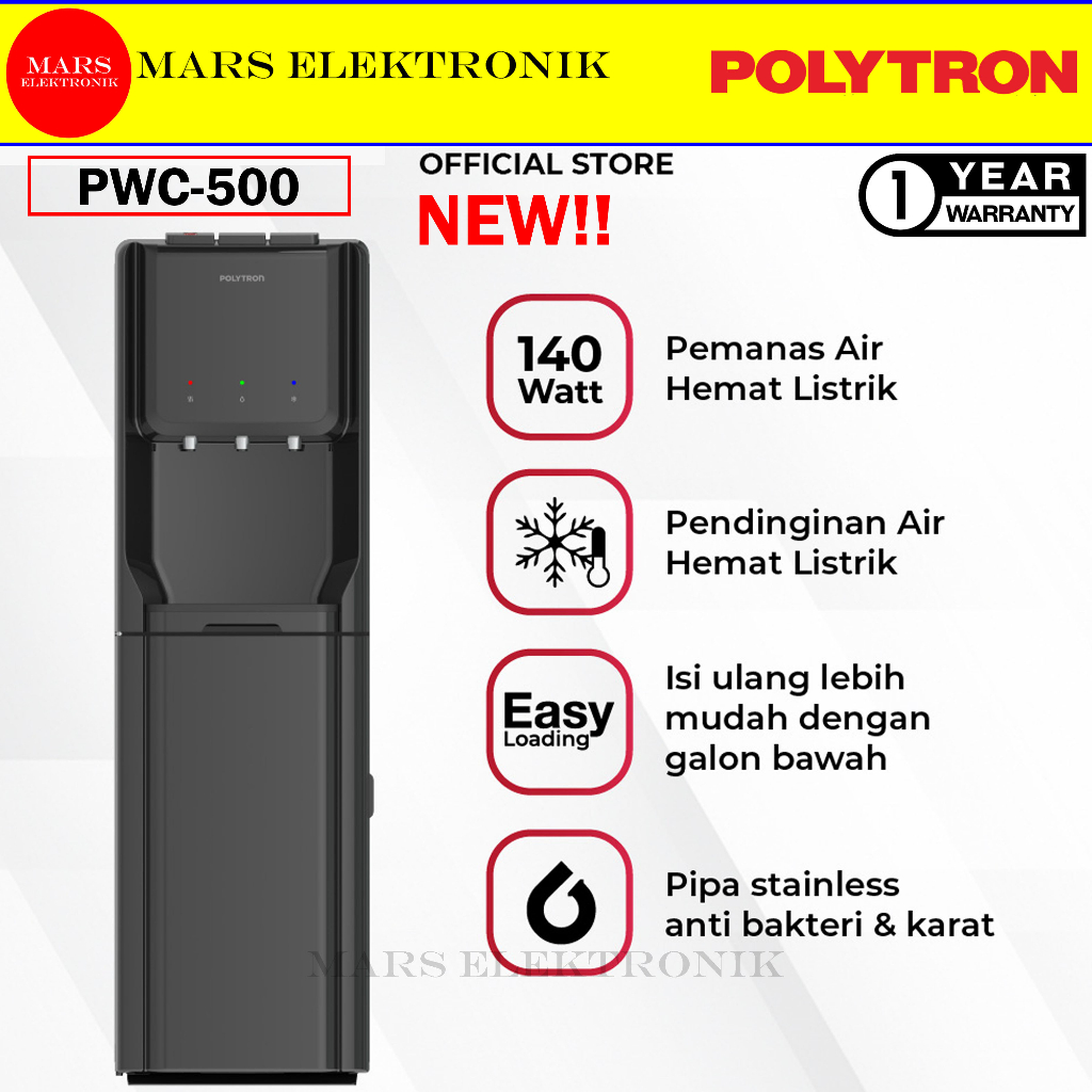 Jual DISPENSER POLYTRON PWC 500 DISPENSER GALON BAWAH POLYTRON PWC-500 ...