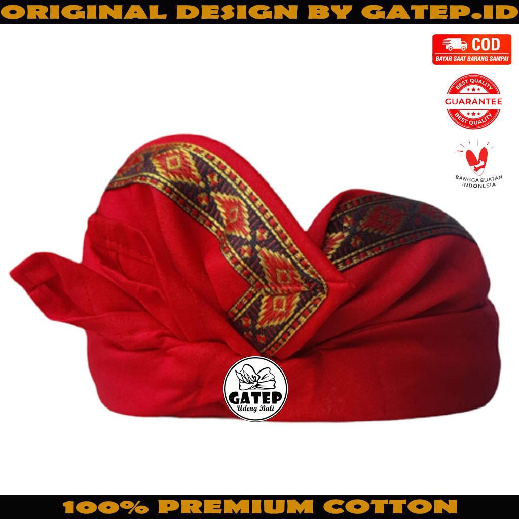 Jual Udeng Bali Warna Merah Pande Motif Wajik Setengah Jadi / Iket ...