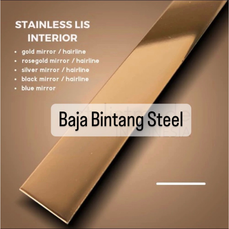 Jual PLAT STRIP MIRROR ROSE GOLD 30MM T:0.8MM P:3.050MM STAINLESS STEEL ...