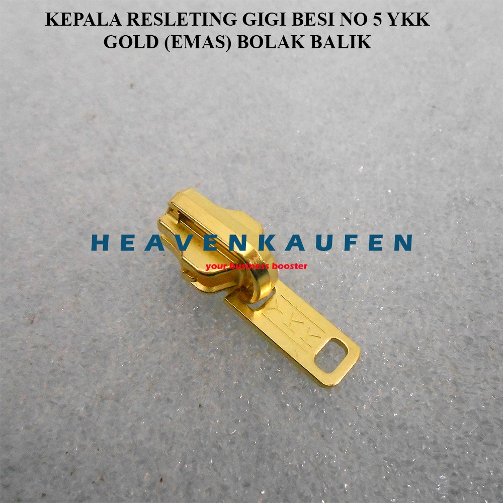 Jual Kepala Resleting YKK besi no 5 gold bolak balik zipper head emas gigi rit ritsleting ...