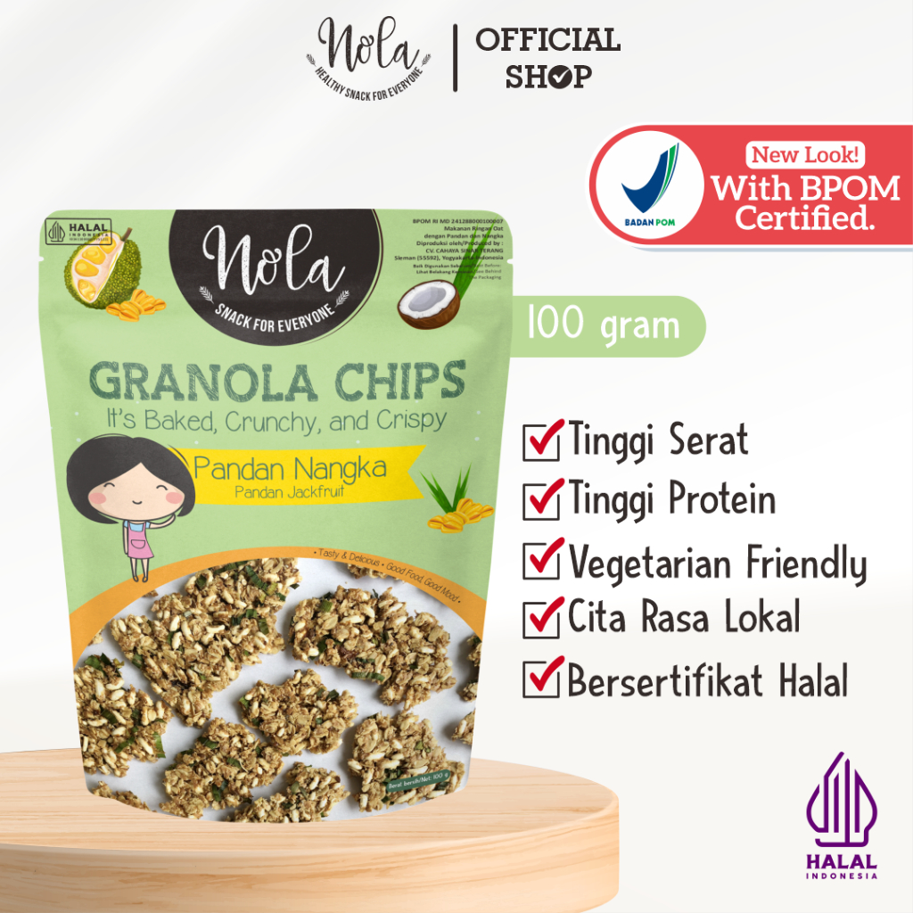 Jual Nola Granola Chips Pandan Nangka/Es Teler (Pandan Jackfruit ...