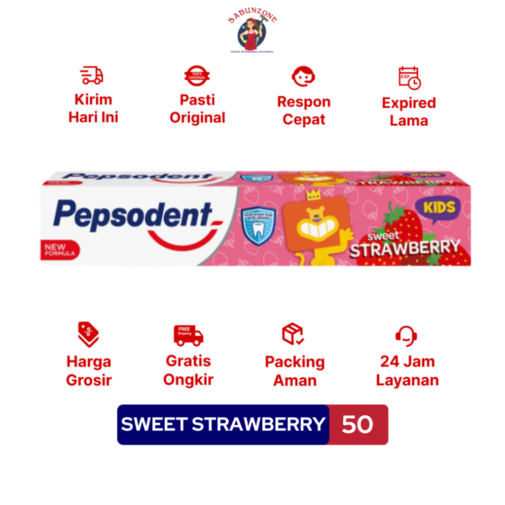 Jual Pasta Gigi Anak Pepsodent Kids Strawberry 50 gr | Shopee Indonesia