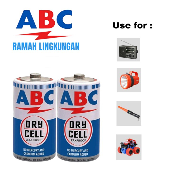 Jual Batu Baterai ABC BIRU R14C Ukuran Sedang Tanggung Batre R14 ...